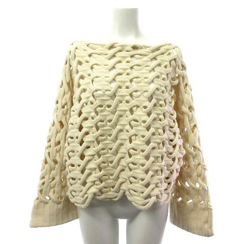 【中古】未使用品 シビラ SYBILLA ニット セーター ローゲージ 透かし ワイドスリーブ ウール アイボリー M