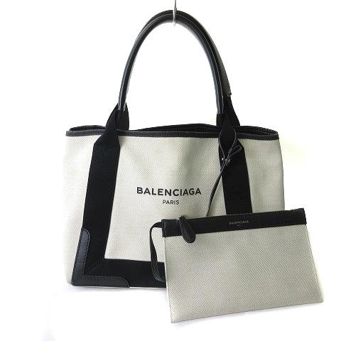 【中古】バレンシアガ BALENCIAGA Navy CABAS ネイビー カバ スモール ハンドバッグ トートバッグ キャンバス