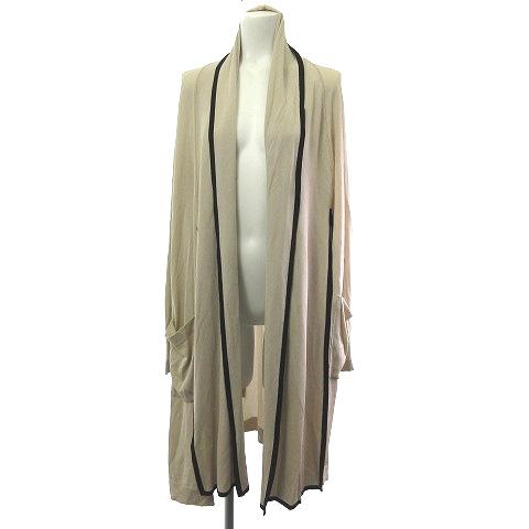 【中古】フォクシー FOXEY ロングカーディガン 長袖 スリット ベージュ  レディース