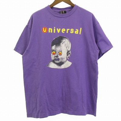 【中古】セントマイケル 24SS UNIVERSAL Tシャツ カットソー ヴィンテージ加工 ダメージ加工 半袖 紫 パープル L