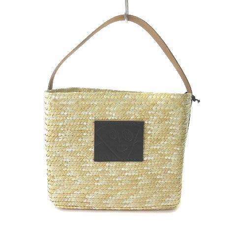 【中古】プランシー PLAN C ピリアンドビアンカストローバスケット ハンドバッグ かごバッグ ベージュ ブラック