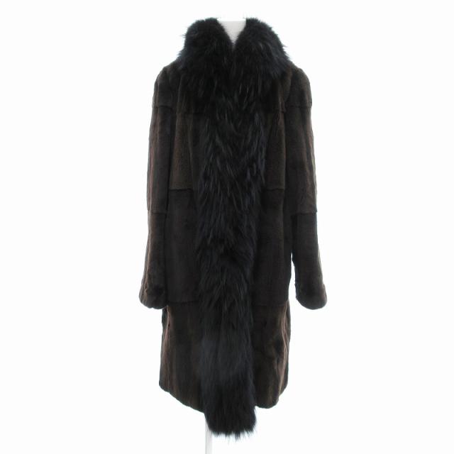 【中古】ノーブランド ファーコート 毛皮 ウィーゼル ロング丈 F 茶 ブラウン /JS レディース