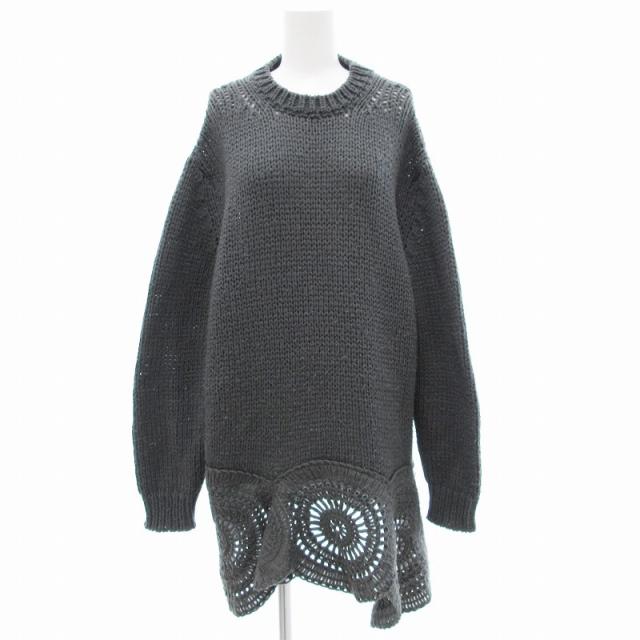 【中古】ステラマッカートニー STELLA McCARTNEY チュニック ニット セーター 長袖 パンチング 38 グレー /JS ■GY45
