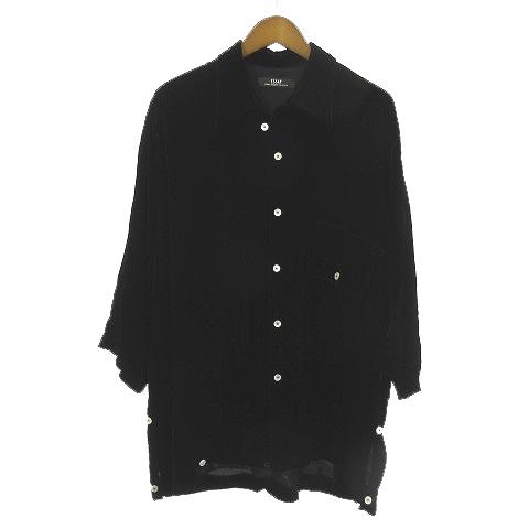 【中古】エッセイ ESSAY ES18SH-01 24SS CACHECOUER SS SHIRT BLACK VELVET シャツ ベロア 7分袖 黒 ブラック 3 メンズ