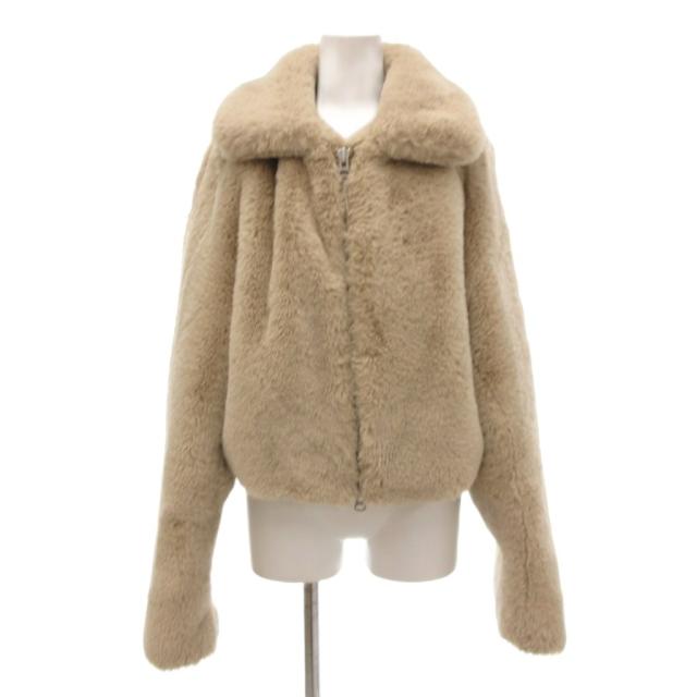 【中古】STUDIO R330 美品 ECO FUR CROPPED JACKET ブルゾン フェイクファー S ベージュ /JS ■GY45
