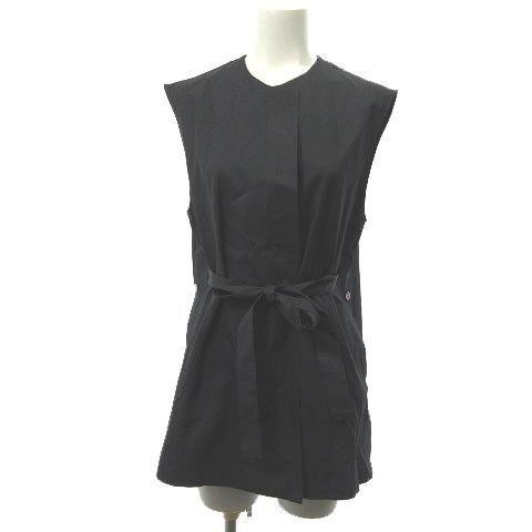 【中古】トゥモローランド TOMORROWLAND コットンギャバジン ベルテッドジレ ベスト ネイビー 紺 13-07-32-07356 36 レディース