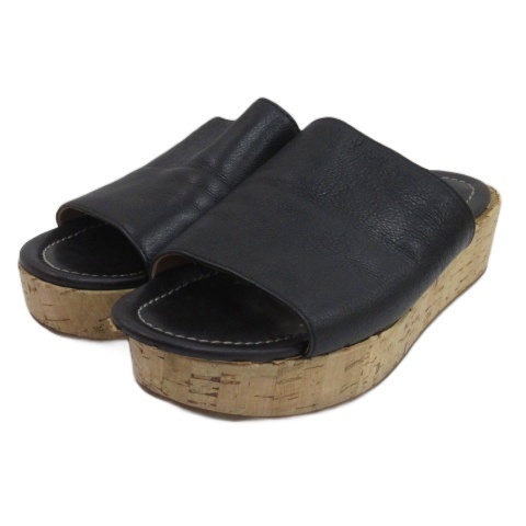 【中古】ファビオルスコーニ FABIO RUSCONI コルク サンダル レザー イタリア製 37 23-23.5cm レディース