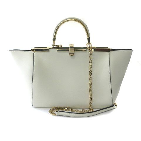 【中古】ザンチェッティ ZANCHETTI AMLETO アムレット24 ハンドバッグ ショルダーバッグ チェーン アイボリー ■GY45 レディース