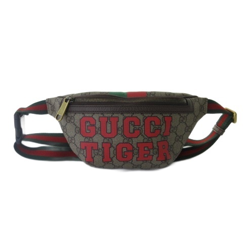 【中古】グッチ GUCCI 675181 TIGER GG GGスプリーム ボディバッグ ウエストバッグ ベージュ ☆AA★ メンズ レディース