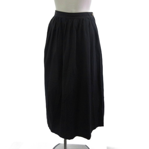 【中古】トリココムデギャルソン tricot COMME des GARCONS ロングスカート ギャザー フレア ネイビー 紺 S レディース