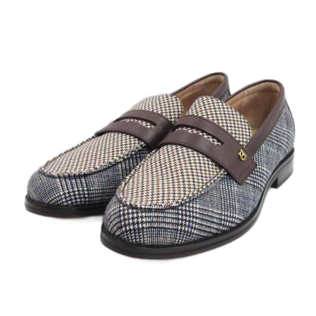 【中古】コールハーン COLE HAAN 良品 ラックス ピンチ ペニー ローファー チェック レザー 茶 ブラウン 7 24cm