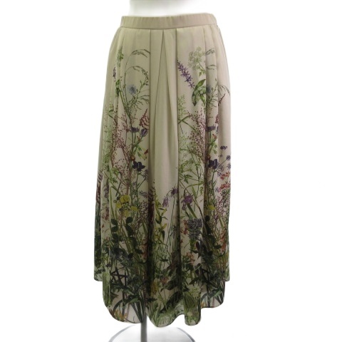 【中古】シビラ SYBILLA 美品 GBHGB38450 ボタニカルフラワープリントスカート ロング ベージュ M レディース