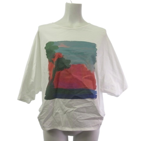 【中古】シビラ SYBILLA GBKJB-08200 アートプリントTシャツ カットソー 5分袖 白 ホワイト M レディース