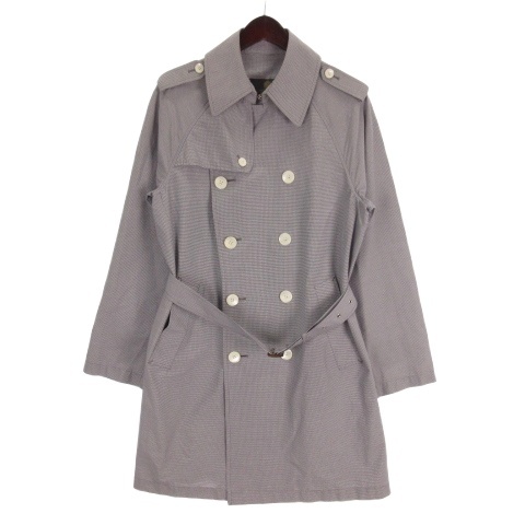 【中古】グレンフェル GRENFELL トレンチ コート チェック ベルト ネイビー 38 アウター レディース