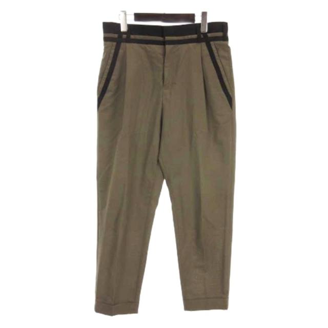 【中古】サカイ sacai ベルテッド タック スラックス パンツ カーキ 3 メンズ