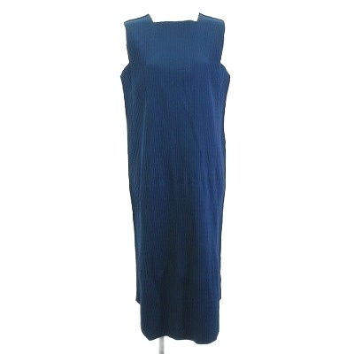 【中古】未使用品 ミーイッセイミヤケ me ISSEY MIYAKE タグ付き ワンピース ひざ丈 ライトネイビー フリーサイズ