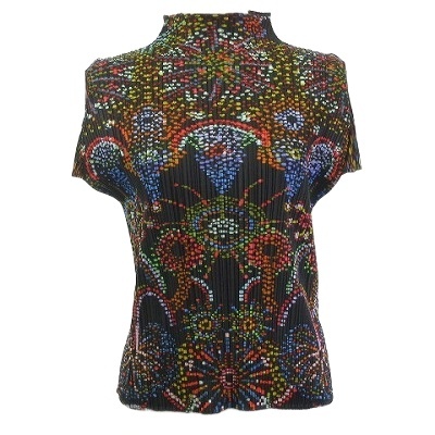 【中古】未使用品 プリーツプリーズ PLEATS PLEASE タグ付き LIGHT FESTIVAL ハイネック カットソー 半袖 ブラック 3