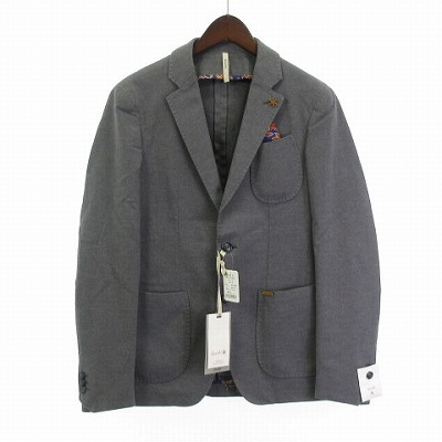 【中古】未使用品 ジャッケ GIACCHE タグ付き テーラードジャケット ブレザー 2B シングル グレー 44 S位 ■GH