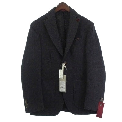 【中古】ジャッケ GIACCHE タグ付き テーラードジャケット ブレザー 紺 ネイビー系 46 約M ■GH