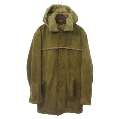 【中古】ステューシー STUSSY OLD STUSSY スエードコート ジャケット 2WAY フェイクムートン ベージュ L ☆AA★ メンズ