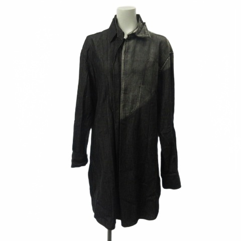 【中古】ワイズ Y's ロングシャツ 長袖 USED加工 グレー 1