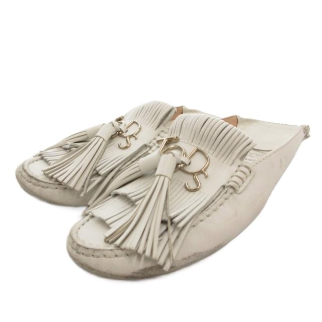 【中古】トッズ TOD'S タッセルローファー モカシン フラット 34 白 ホワイト /FF レディース