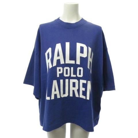【中古】ポロ バイ ラルフローレン Polo by Ralph Lauren Tシャツ カットソー オーバーサイズ ロゴ パープル 紫 XS  レディース