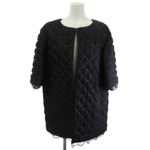 【中古】シャネル CHANEL P56852V43056 ジャケット キルティング 半袖 ココマーク 黒 ブラック 42  レディース