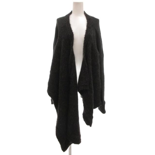 【中古】ジバンシィ GIVENCHY ニット カーディガン M アシンメトリー モヘヤ カシミヤ混 長袖 M チャコールグレー