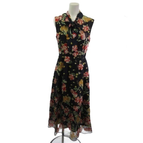 【中古】未使用品 グレースコンチネンタル タグ付き 19231087 フラワープリント3Dワンピース ノースリーブ 花柄 36