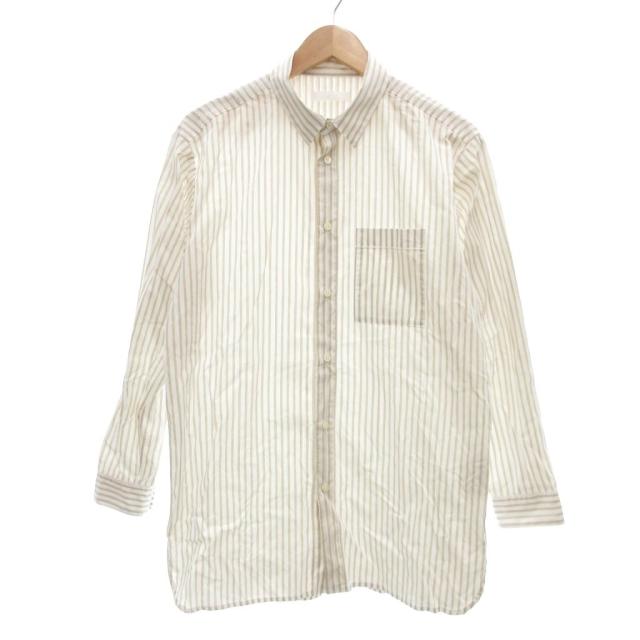 【中古】ケイル KAYLE 美品 ストライプ柄 長袖 シャツ F ホワイト ベージュ /UO メンズ レディース