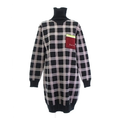 【中古】マルニ MARNI 美品 ニットワンピース チェック タートルネック ブラック 14 レディースM位 キッズ