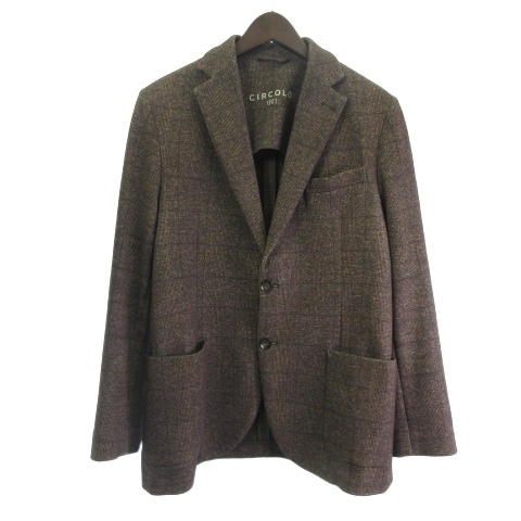 【中古】チルコロ1901 CIRCOLO1901 テーラードジャケット ウールライク チェック ブラウン 茶 48  メンズ