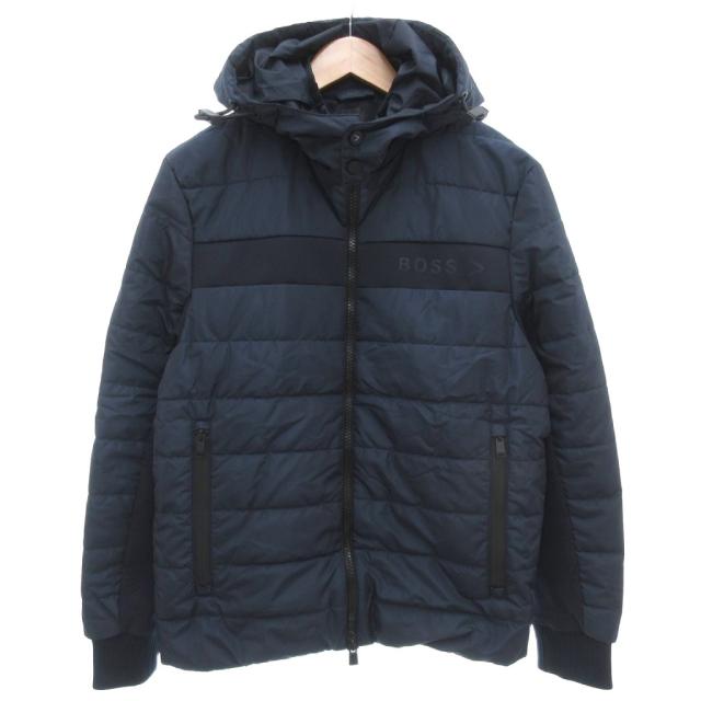 【中古】ヒューゴボス HUGO BOSS ジャケット ブルゾン M フード ニット切替 ロゴ 紺 ネイビー /AE メンズ