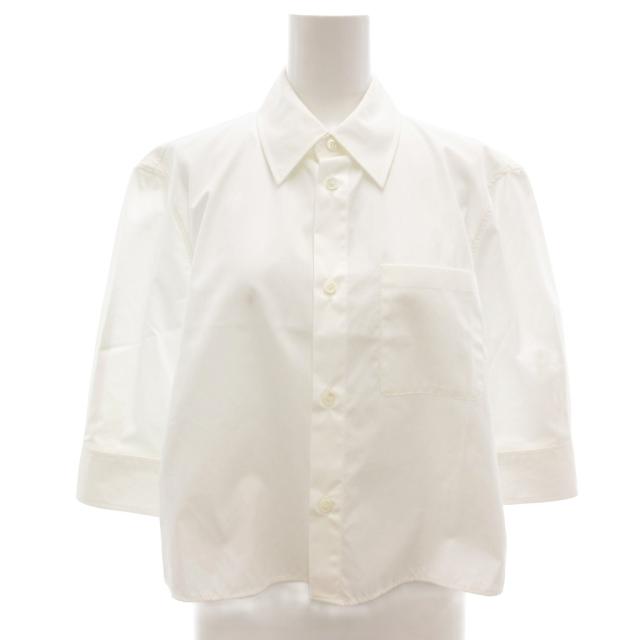 【中古】マルニ MARNI 美品 シャツ ブラウス 40 クロップド丈 5分袖 ロゴ 白 ホワイト /AE レディース