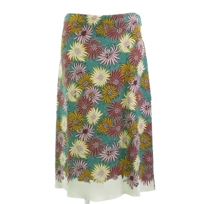 【中古】マルニ MARNI 美品 シルク スカート カットオフ 花柄 緑系 グリーン 38 S位 レディース