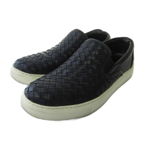 【中古】ダブルジェイケイ wjk スニーカー スリッポンシューズ メッシュ レザー ブラック 黒 25-25.5cm メンズ