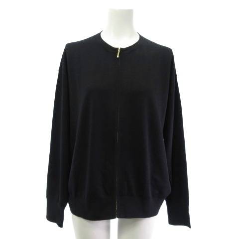 【中古】23区 オンワード樫山 美品 25AW オータムシャイニー ニット ブルゾン ジャケット ラメ ジップニット 黒 ブラック 38  レディース