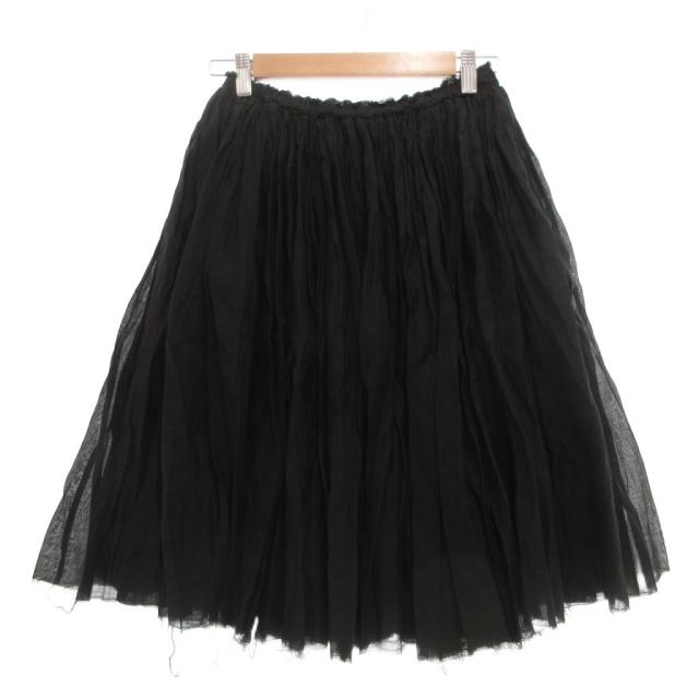 【中古】オールドマンズテーラー R＆D.M.Co スカート チュール ギャザー シルク混 ひざ丈 カットオフ イージー 黒