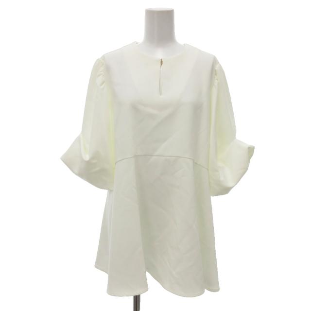 【中古】未使用品 カデュネ CADUNE タグ付き フレアブラウス シャツ チュニック 5分袖 38 白 ホワイト /YJ レディース