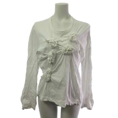 【中古】コムデギャルソン COMME des GARCONS Ｔシャツ カットソー ロンＴ 装飾 白 ホワイト  レディース