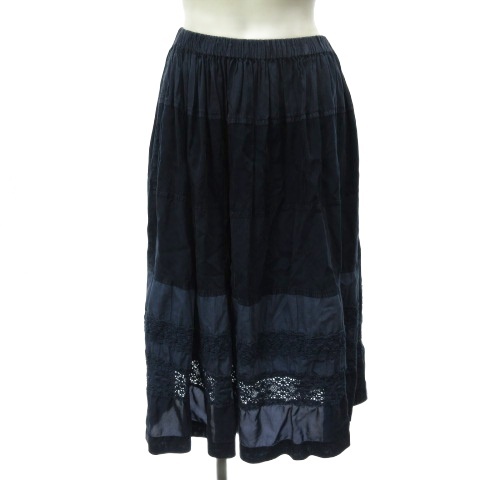【中古】トリココムデギャルソン tricot COMME des GARCONS スカート フレア 膝丈 レース ネイビー 紺  レディース