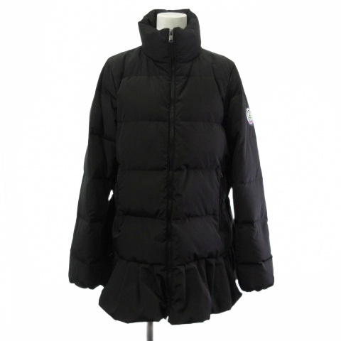 【中古】ミスジェイ MISS J ラピーヌ ダウンコート フリル ジップアップ 黒 ブラック 40