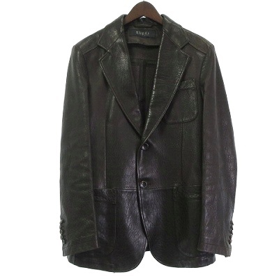 【中古】グッチ GUCCI 美品 トムフォード期 テーラードジャケット ラムレザー シングル ブレザー ブラウン 44
