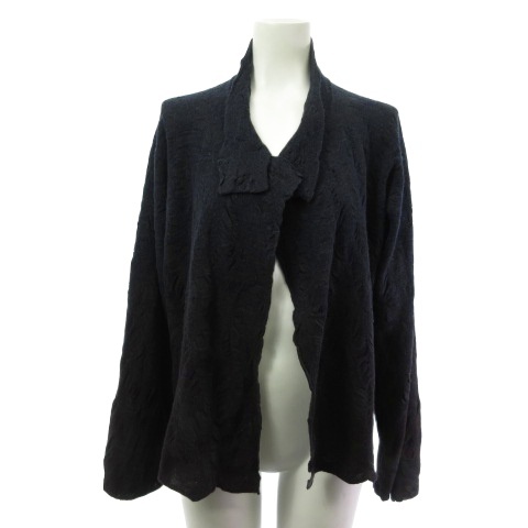 【中古】ヨーガンレール JURGEN LEHL トッパー カーディガン コットン ウール グラデーション ネイビー パープル M レディース