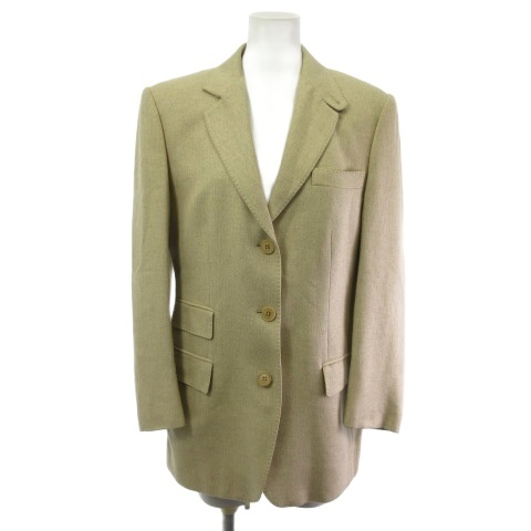【中古】ヘルノ HERNO テーラードジャケット シングル シルク カシミヤ ベージュ 40  レディース