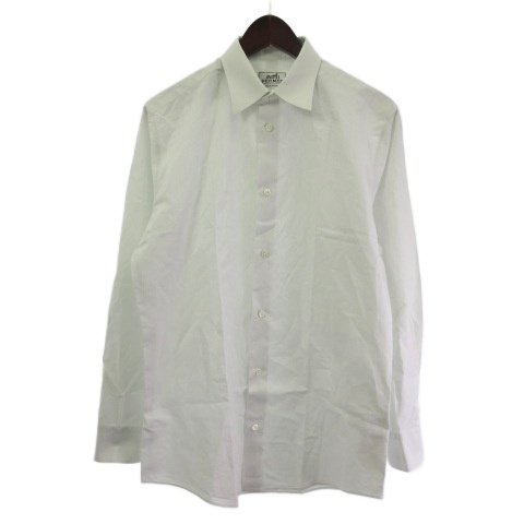 【中古】エルメス HERMES ドレスシャツ セリエ ボタン 長袖 ライトブルー 39  メンズ