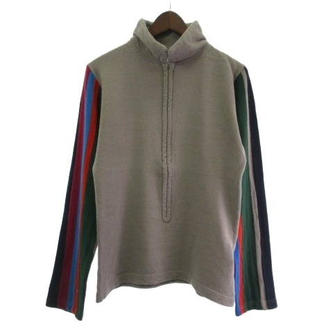 【中古】コムデギャルソンオムプリュス COMME des GARCONS HOMME PLUS ニット セーター ハーフジップ 配色 グレージュ  メンズ