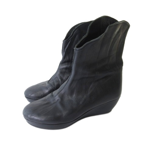 【中古】ヨーガンレール JURGEN LEHL ショートブーツ シューズ レザー ウエッジソール ブラック 黒 23cm レディース