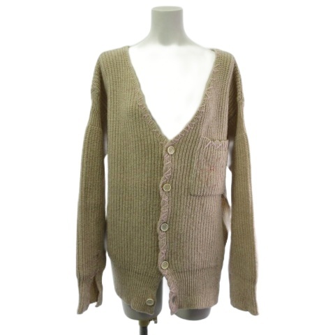 【中古】マルニ MARNI CDMD0295Q1UFH301 カーディガン ローゲージ スリット ロゴ刺繍 花柄 ベージュ 38  レディース